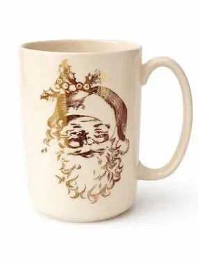Lenox | Dining | Nib Lenox Golden Holidays Santa Mug 2 Oz Cream With ...
